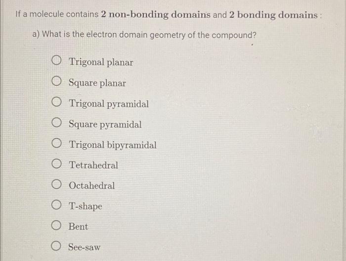 Solved A molecule with a square planar molecular geometry | Chegg.com