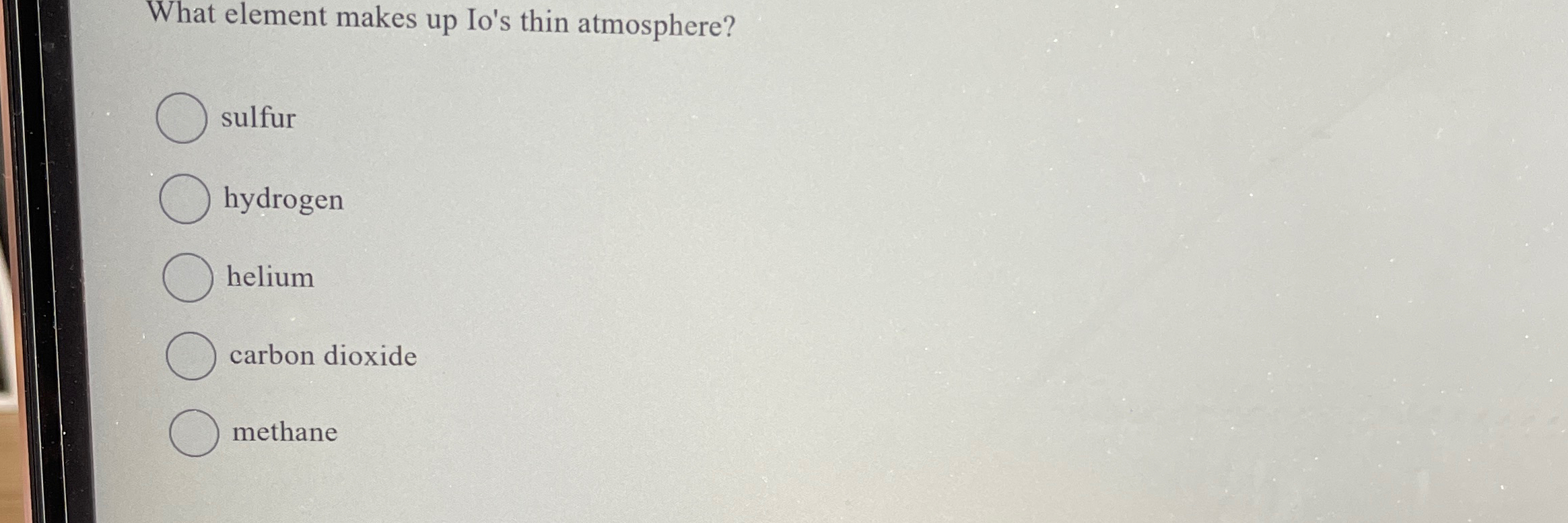 Solved What element makes up Io's thin | Chegg.com