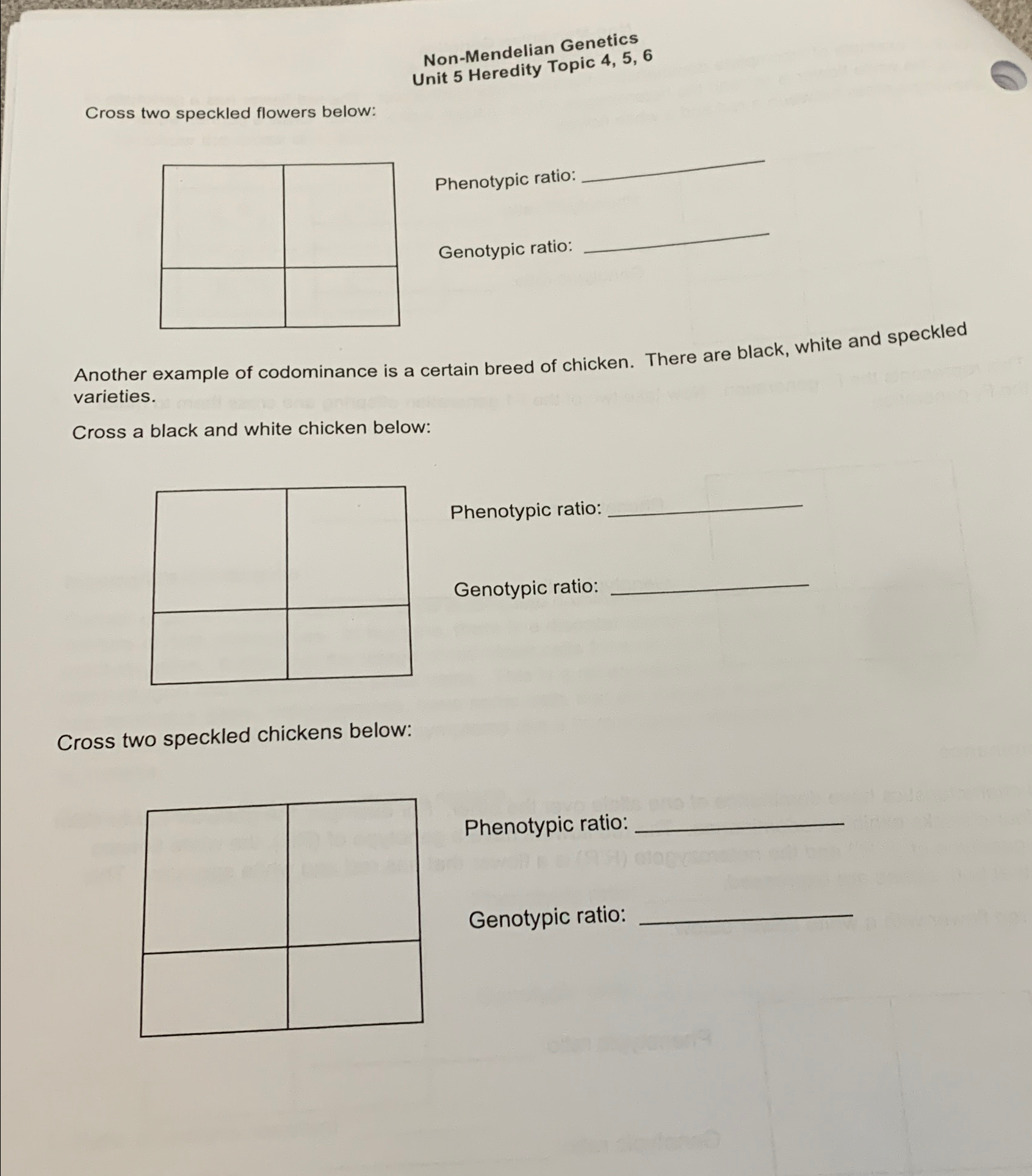 Solved Non-Mendelian GeneticsUnit 5 ﻿Heredity Topic | Chegg.com