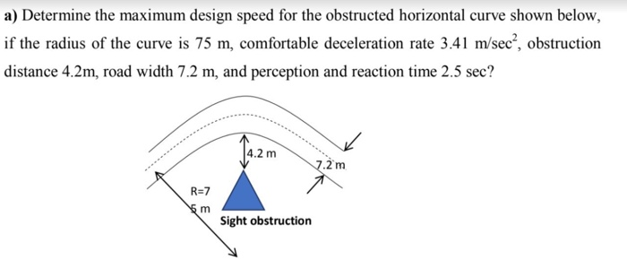 Solved a) Determine the maximum design speed for the | Chegg.com