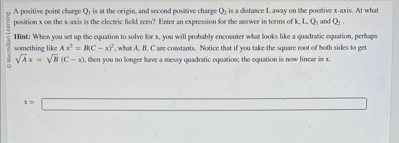 Solved A positive point charge Q1 ﻿is at the origin, and | Chegg.com