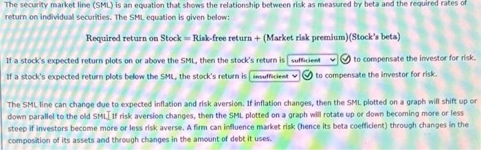 Solved The security market line (SML) is an equation that | Chegg.com