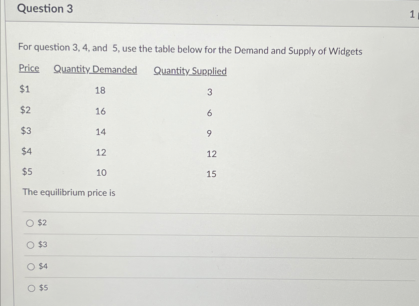 Solved Question 3For question 3, 4, and 5, use the table | Chegg.com Solved Question 3For question 3, 4, and 5, use the table | Chegg.com