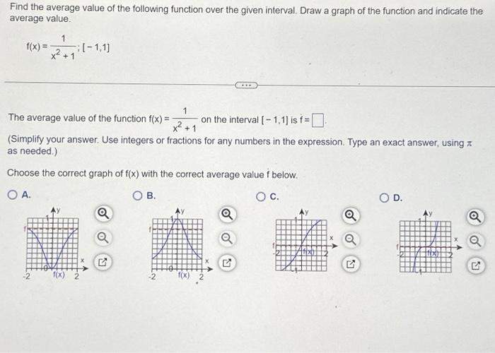 Solved Find the average value of the following function over | Chegg.com