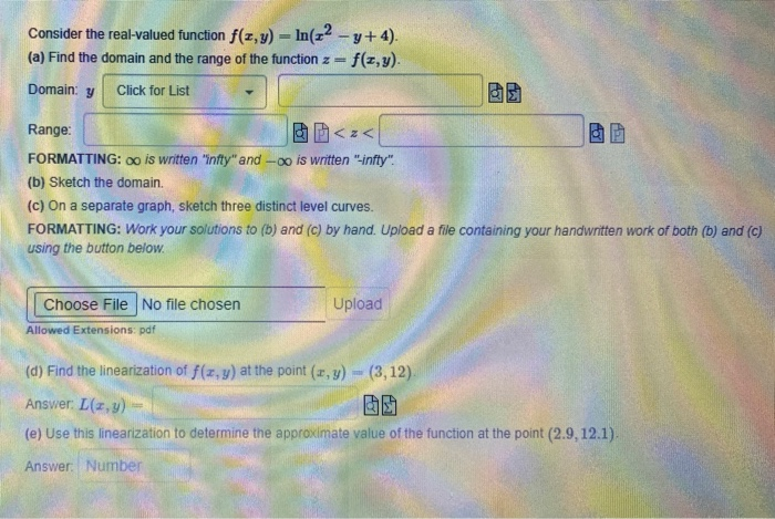Solved Consider the real-valued function f(x,y) - In(22 – | Chegg.com