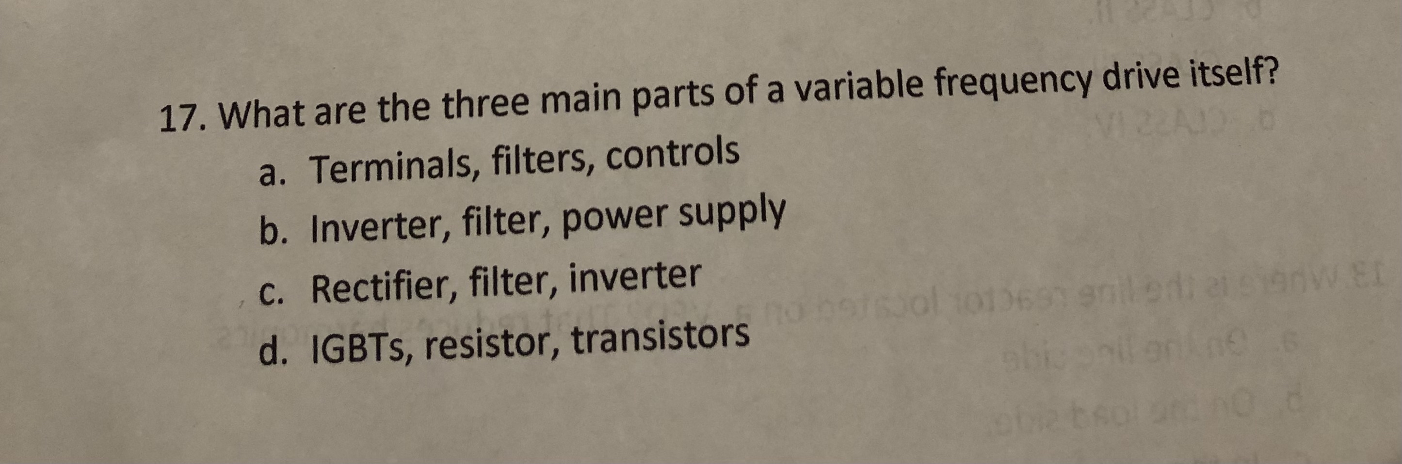 Solved by an EXPERT What are the three main parts of a variable frequency | Chegg.com