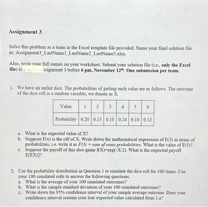 Solved Solve this problem as a team in the Excel template | Chegg.com