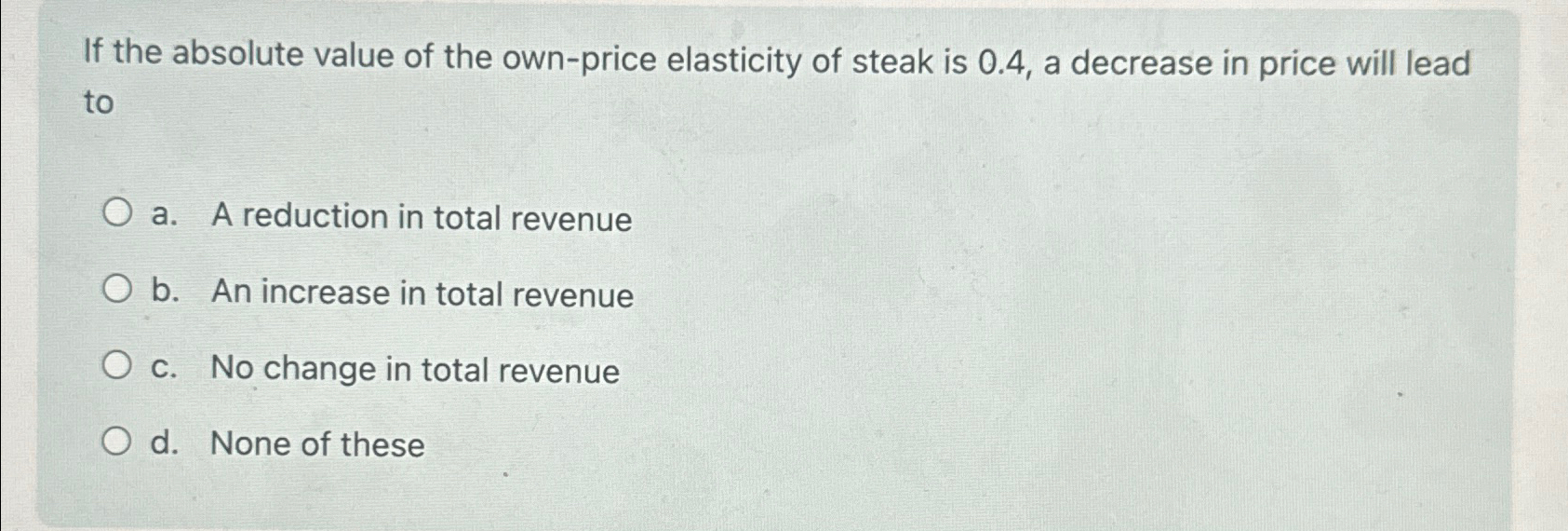 Solved If the absolute value of the own-price elasticity of | Chegg.com