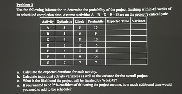 Solved Roblem 3 Use the following information to determine | Chegg.com Solved Roblem 3 Use the following information to determine | Chegg.com