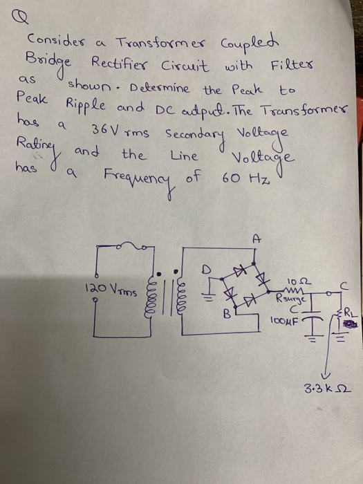 Solved consider a Transformer coupled Bridge Filter | Chegg.com