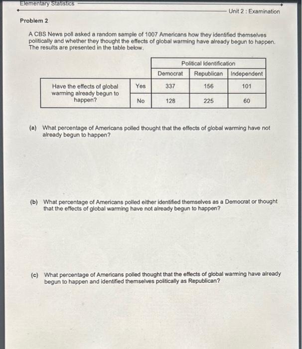 Solved A CBS News poll asked a random sample of 1007 | Chegg.com