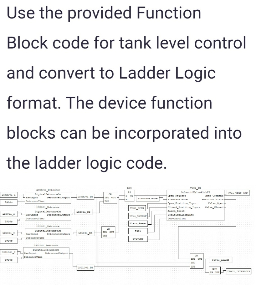 Solved Use the provided Function Block code for tank level | Chegg.com