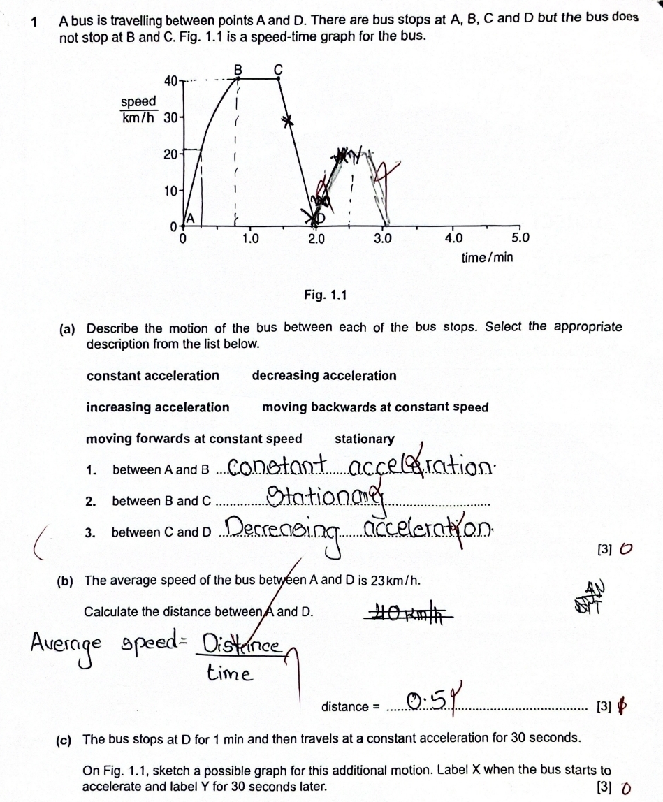 1 ﻿A bus is travelling between points A and D. ﻿There | Chegg.com
