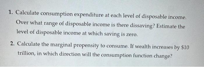 Solved Table 1 shows disposable income and saving in an | Chegg.com