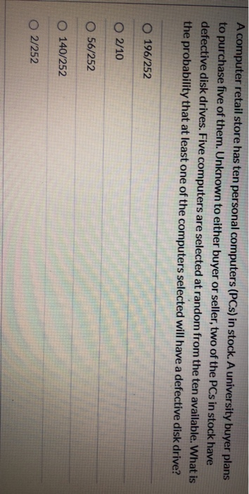 Solved A computer retail store has ten personal computers | Chegg.com