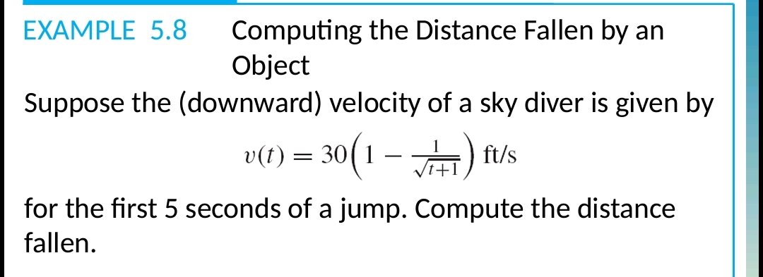 Solved EXAMPLE 5.8 ﻿Computing the Distance Fallen by an | Chegg.com