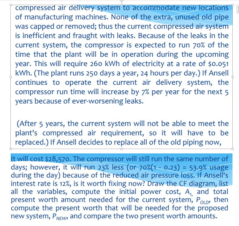 Solved compressed air delivery system to accommodate new | Chegg.com
