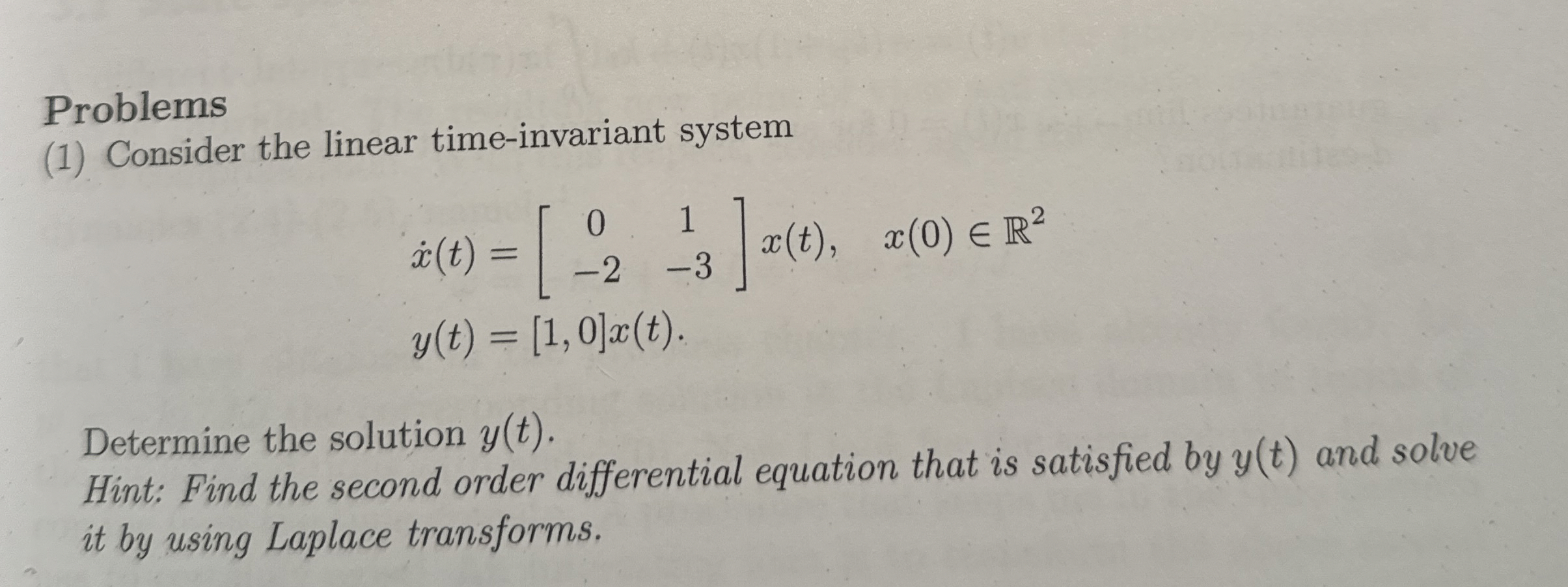 Solved Problems(1) ﻿Consider the linear time-invariant | Chegg.com