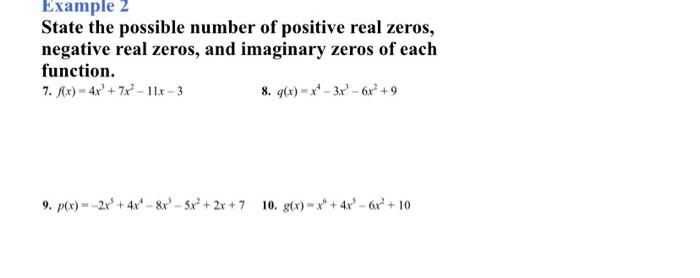Solved Example 2 State the possible number of positive real | Chegg.com