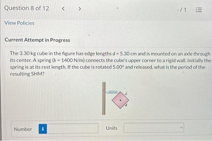 Solved The 3.30 kg cube in the figure has edge lengths | Chegg.com