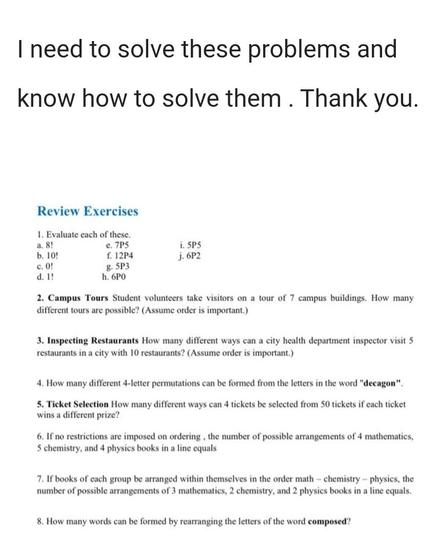 Solved I need to solve these problems and know how to solve | Chegg.com