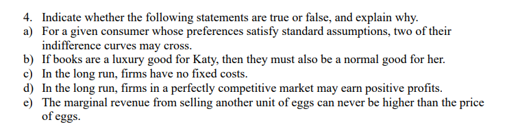 Solved Indicate whether the following statements are true or | Chegg.com