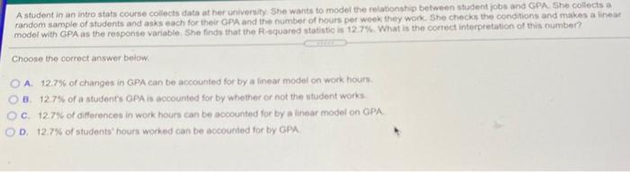 Solved A student in an intro stats course collects data at | Chegg.com