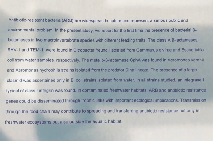 Solved Antibiotic-resistant bacteria (ARB) are widespread in | Chegg.com