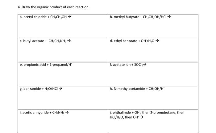 Solved 4. Draw the organic product of each reaction. | Chegg.com Solved 4. Draw the organic product of each reaction. | Chegg.com