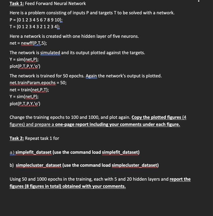 Solved Task 1: Feed Forward Neural Network Here is a problem | Chegg.com