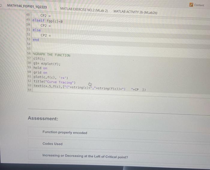 Solved calculus using Matlab. curve tracing.analyze the | Chegg.com