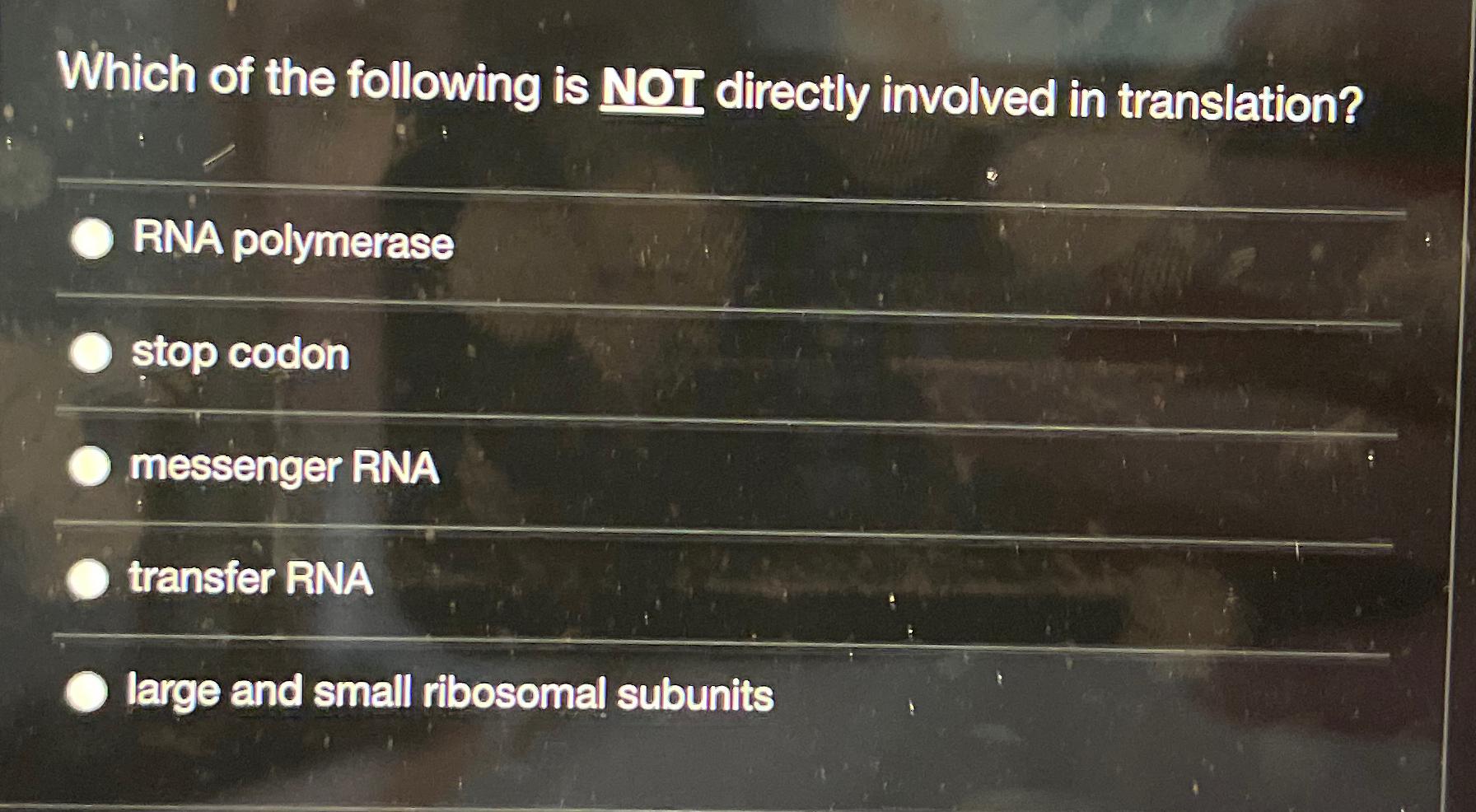Solved Which of the following is NOT directly involved in | Chegg.com