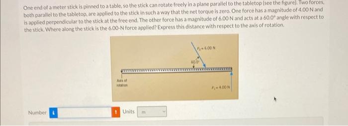 Solved One end of a meter stick is pinned to a table; so the | Chegg.com