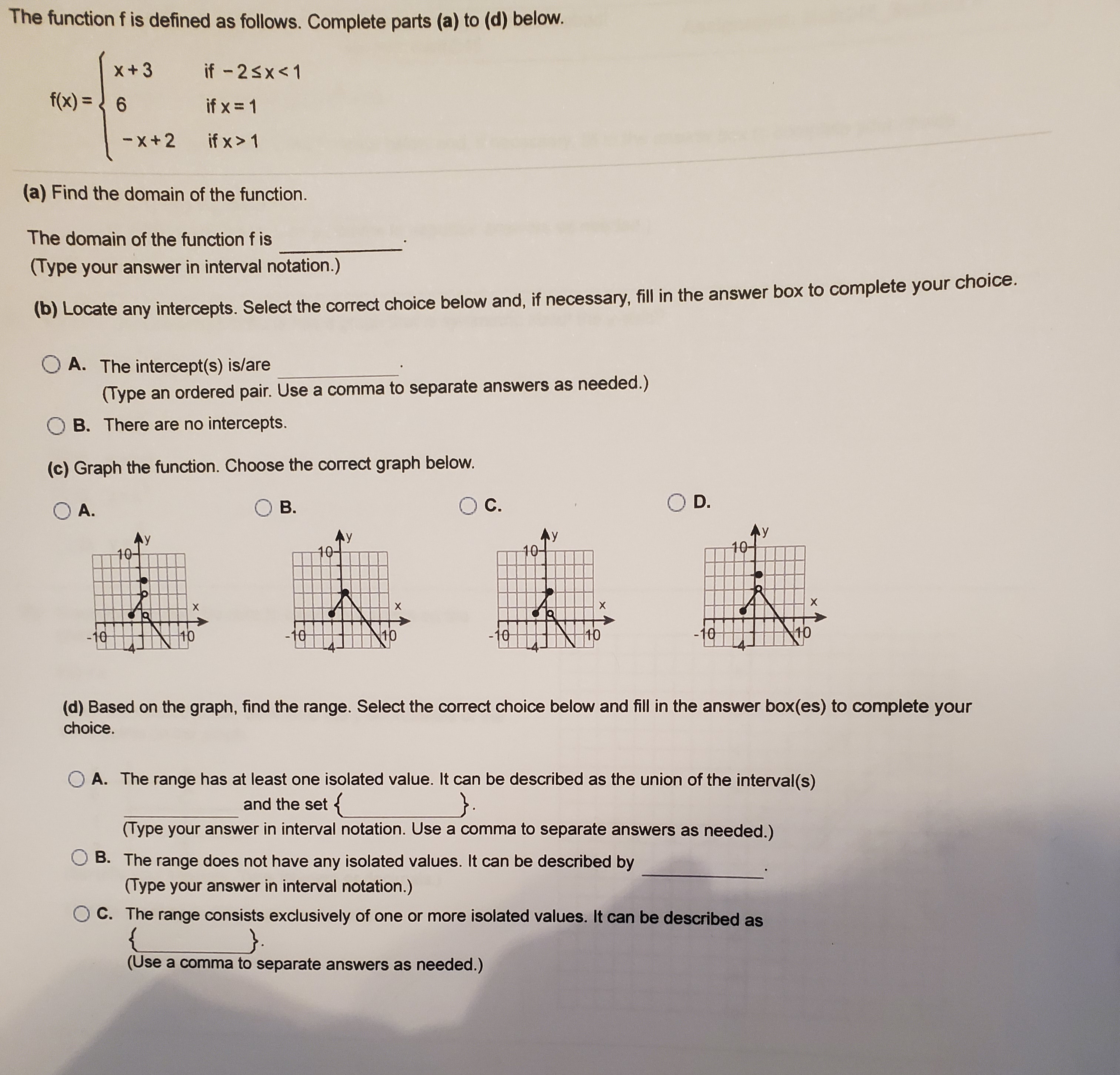 Solved f(x)={x+3 if -2≤x 1(a) ﻿Find the | Chegg.com