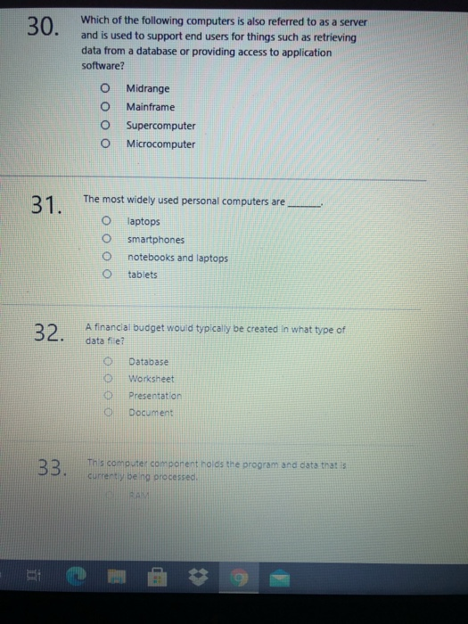 Solved 30. Which of the following computers is also referred | Chegg.com