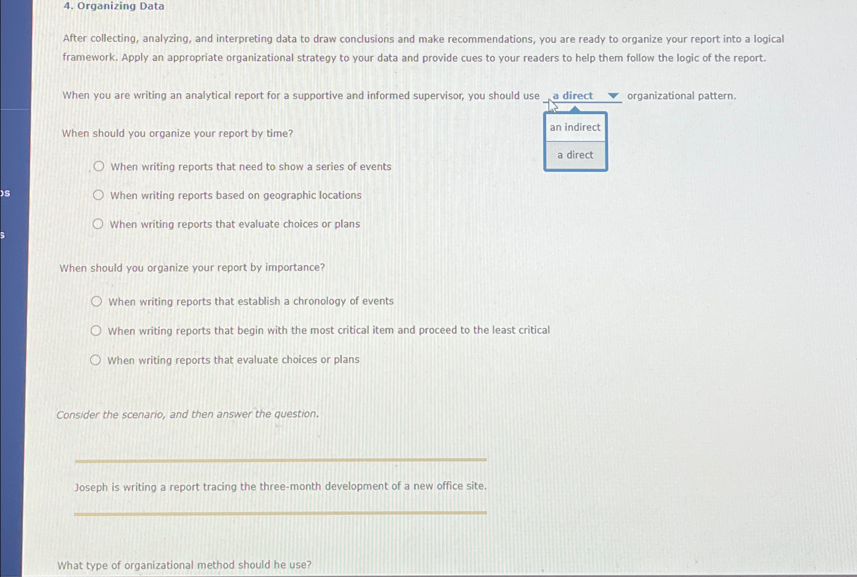 Solved Organizing DataAfter collecting, analyzing, and | Chegg.com