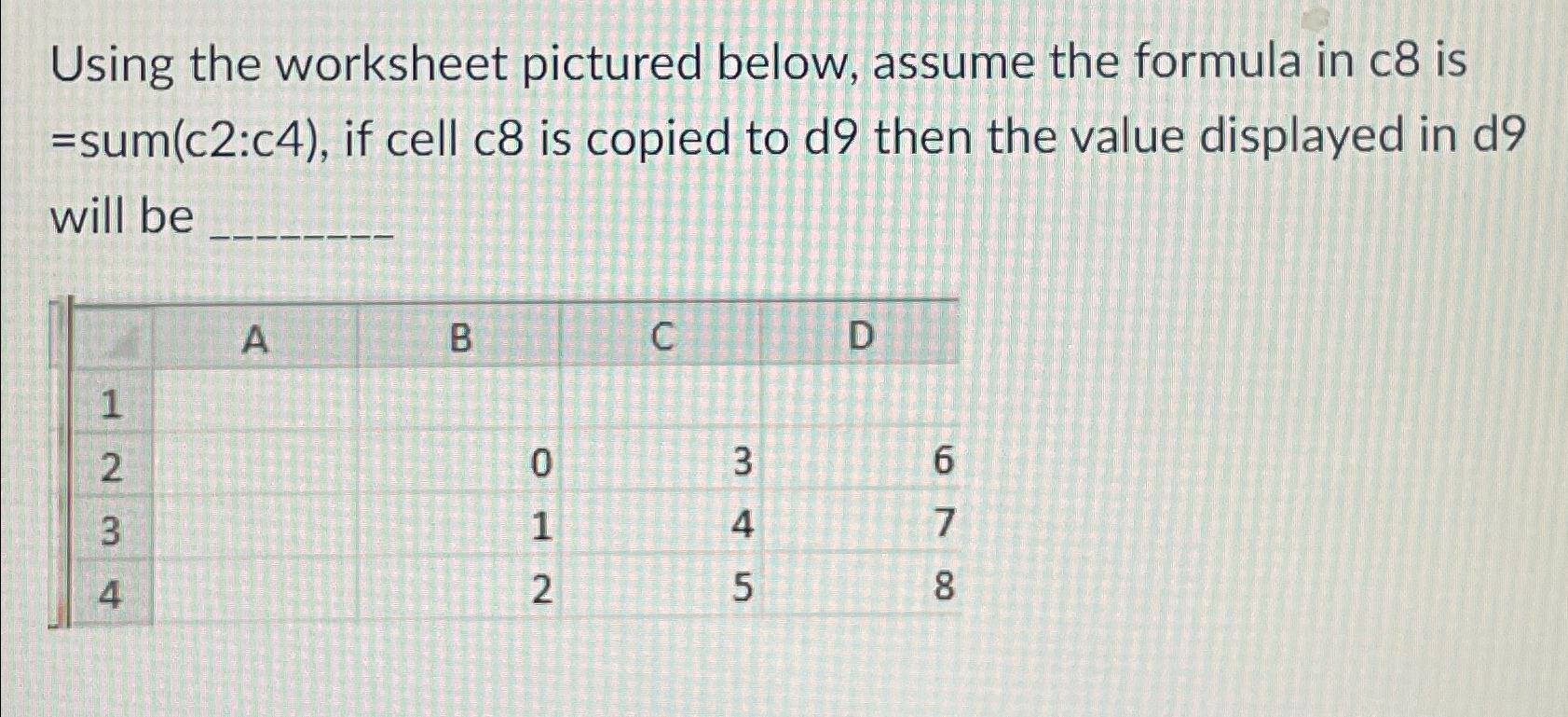 Solved Using the worksheet pictured below, assume the | Chegg.com