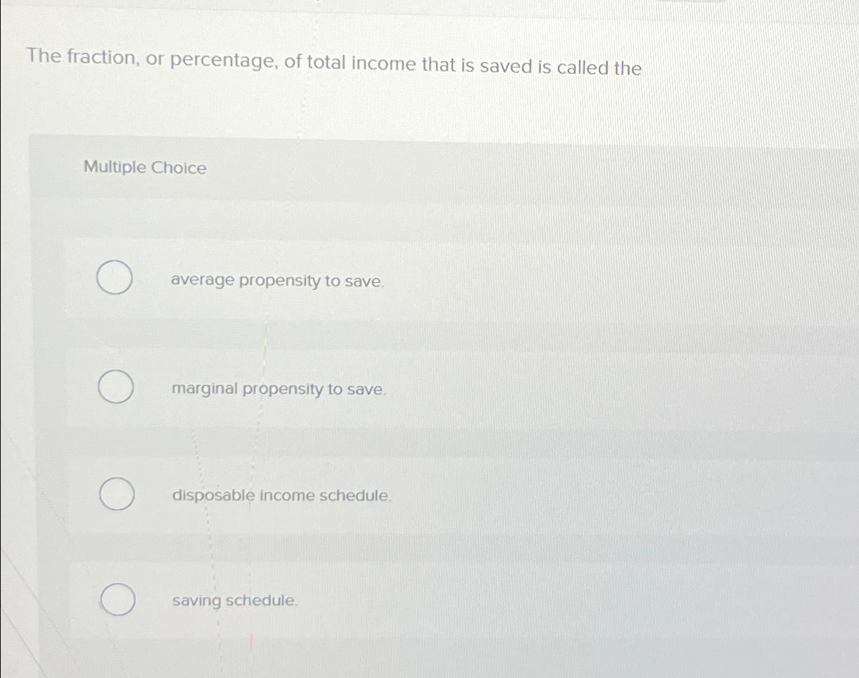 Solved The fraction, or percentage, of total income that is | Chegg.com