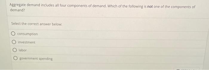 Solved Aggregate demand includes all four components of | Chegg.com