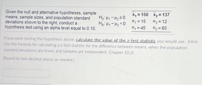 Solved Given the null and alternative hypotheses, sample | Chegg.com