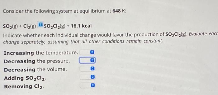 Solved Consider the following system at equilibrium at 648 K | Chegg.com