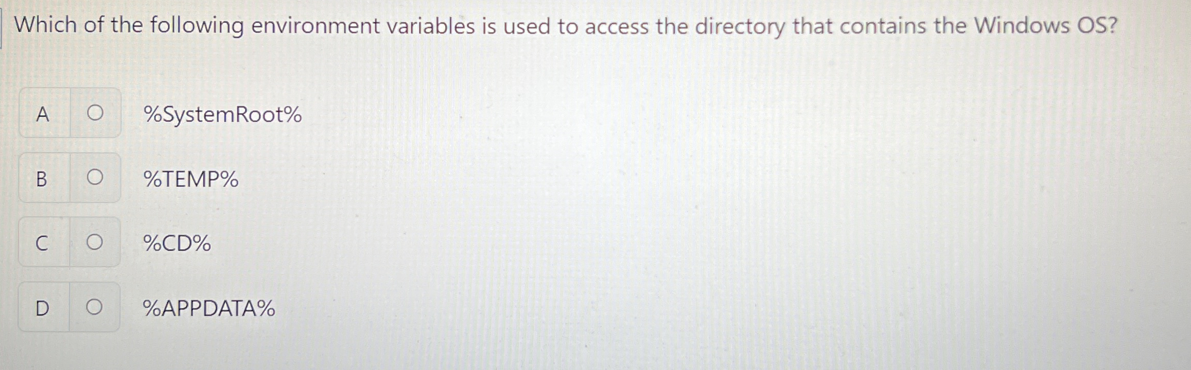 Solved Which of the following environment variables is used | Chegg.com