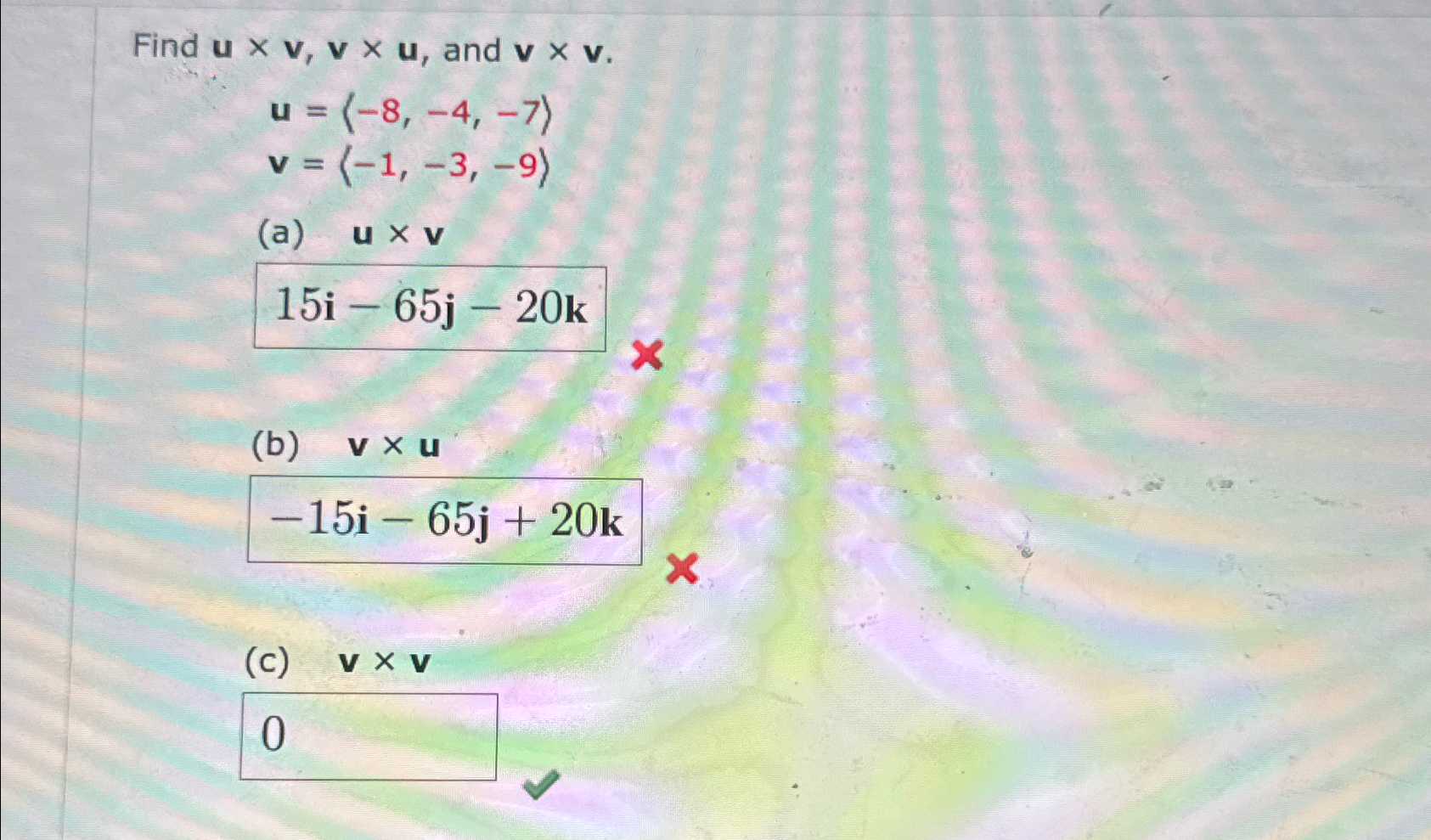 Solved Find u×v,v×u, ﻿and | Chegg.com