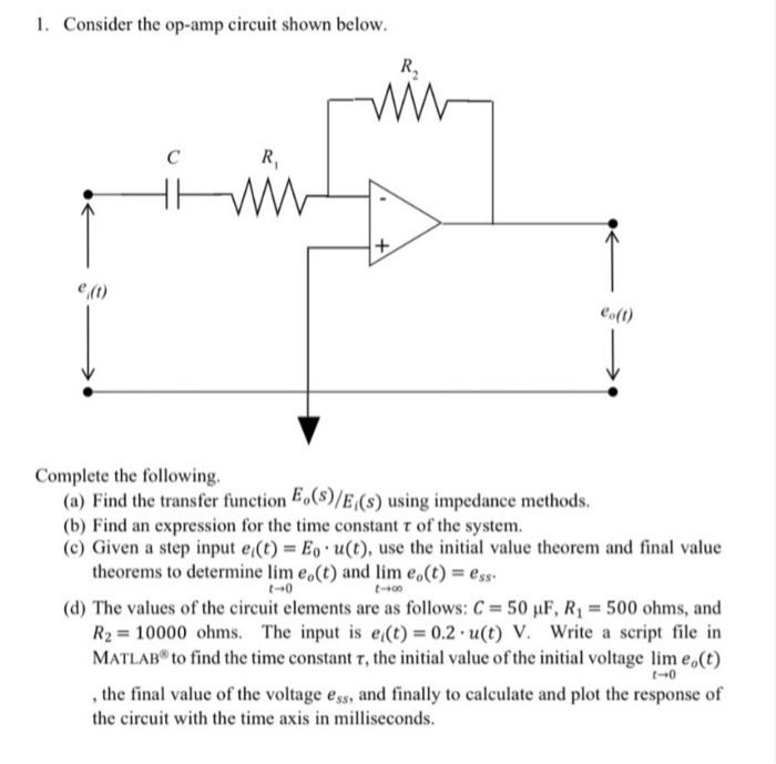 Solved 1. Consider the op-amp circuit shown below. CR, e.) | Chegg.com