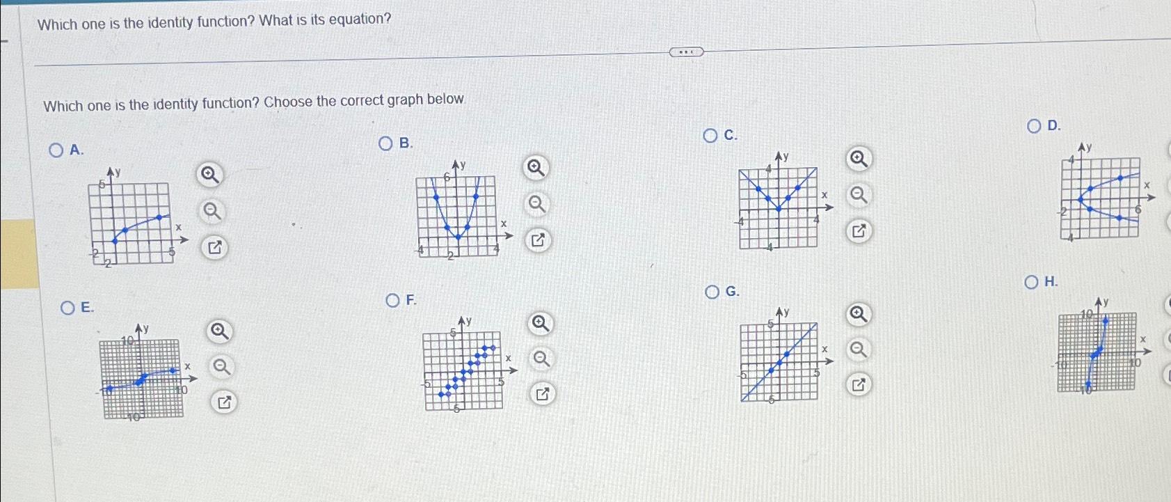 Solved Which one is the identity function? What is its | Chegg.com