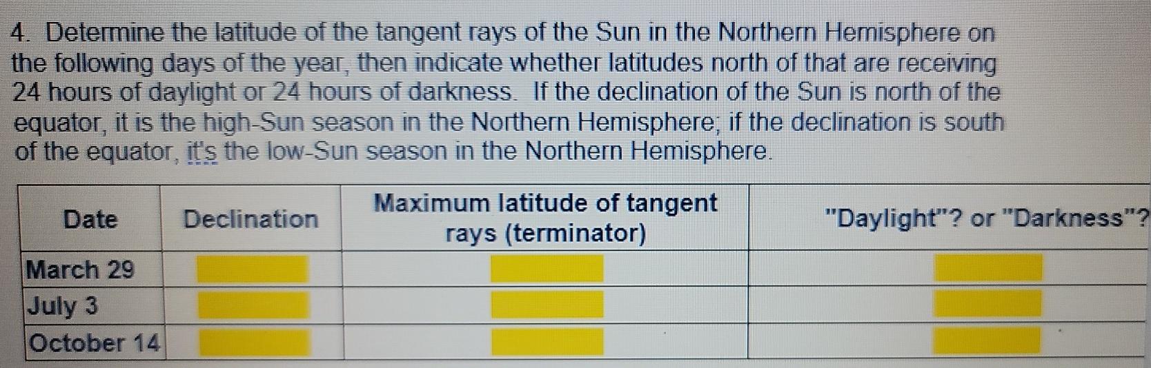Solved 4. Determine the latitude of the tangent rays of the | Chegg.com