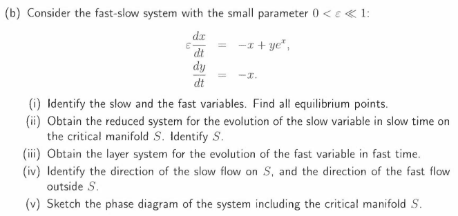 Solved (b) ﻿Consider the fast-slow system with the small | Chegg.com
