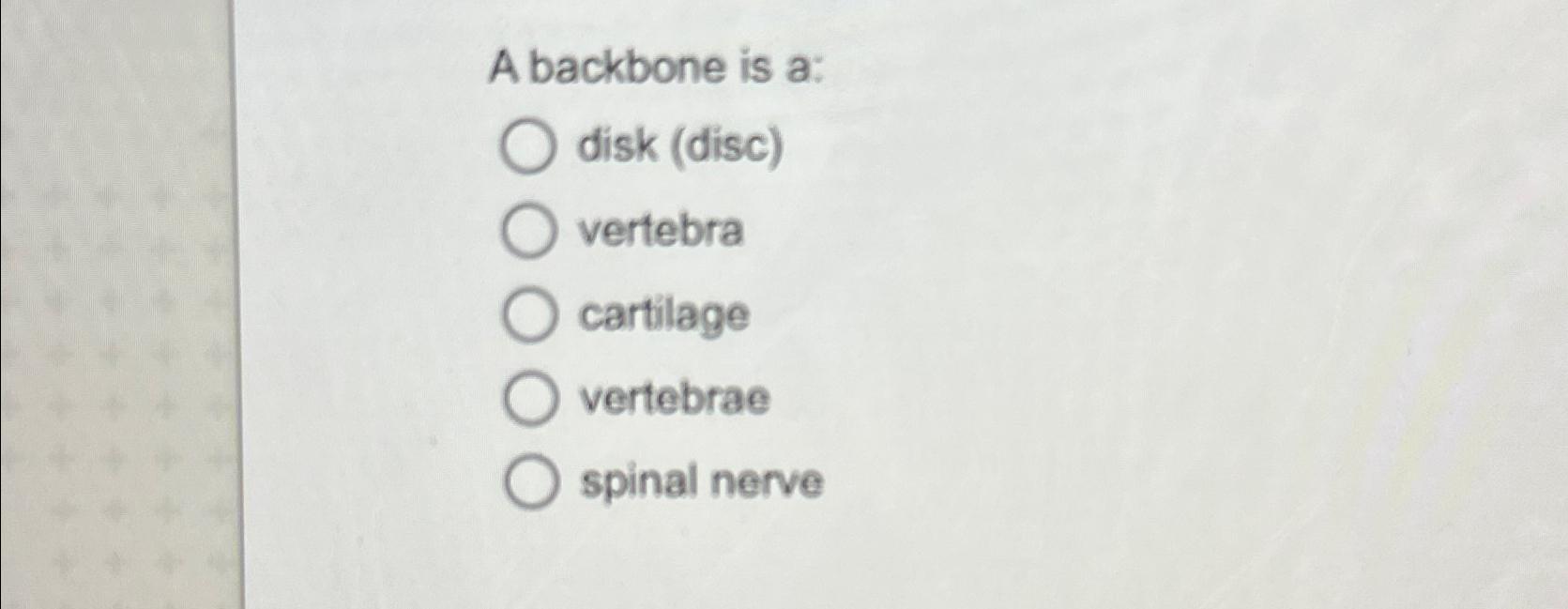 Solved A backbone is a:disk | Chegg.com