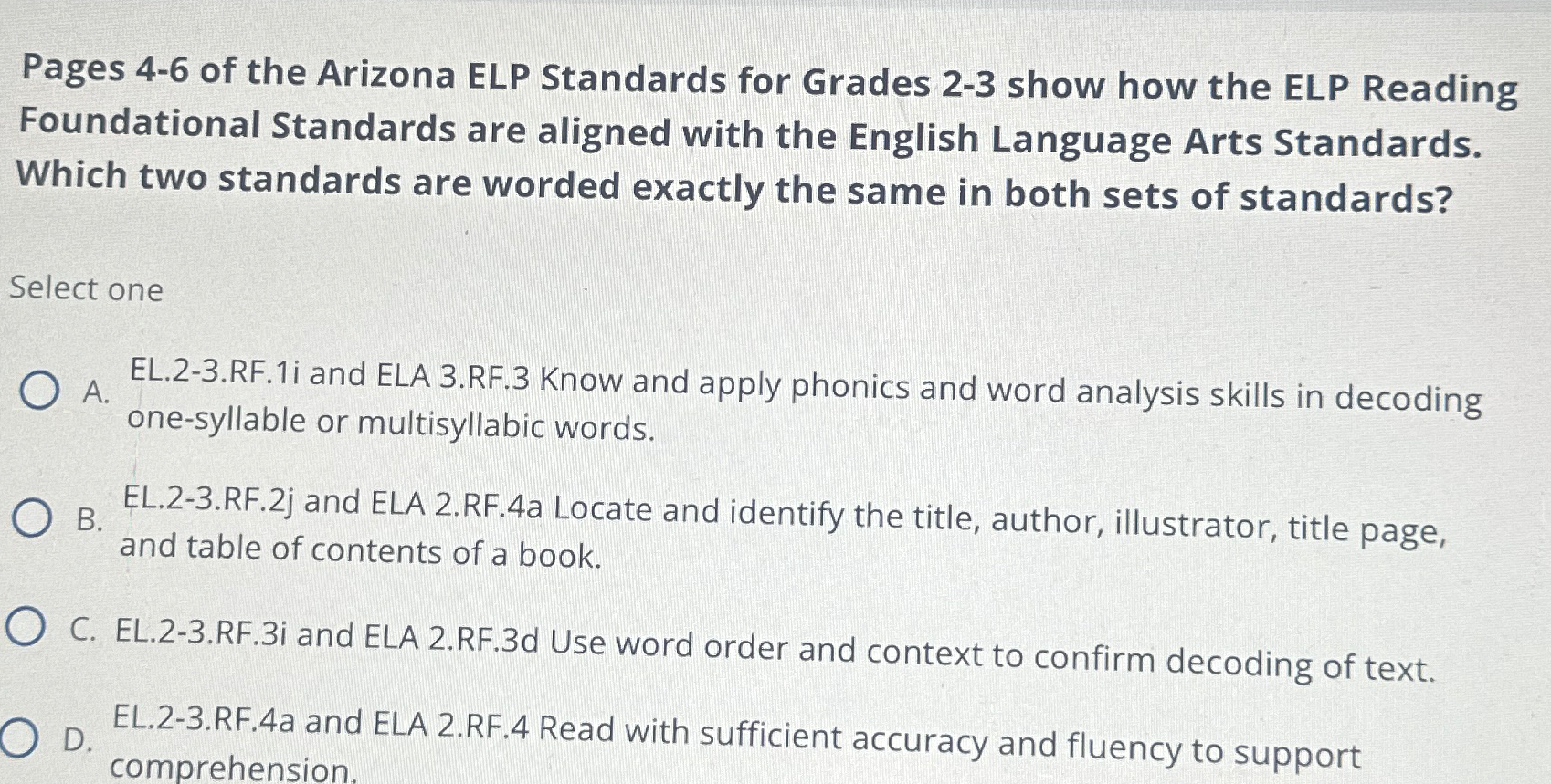 Solved Pages 4-6 ﻿of the Arizona ELP Standards for Grades | Chegg.com