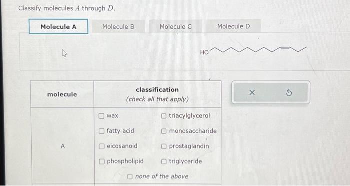Classify molecules A through D.Classify molecules A | Chegg.com